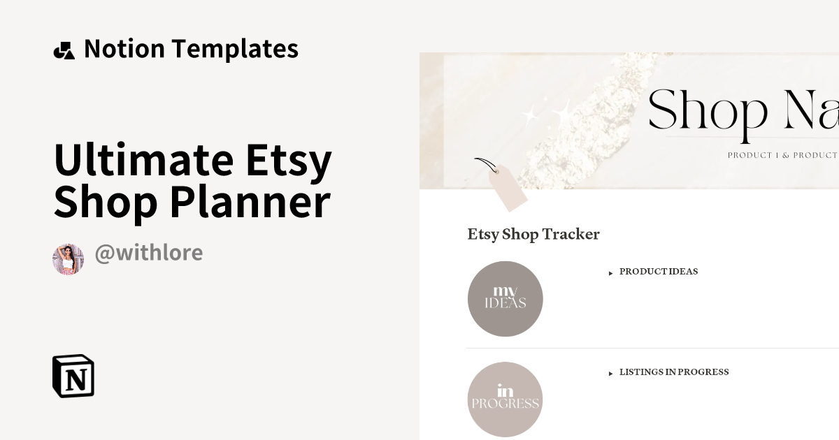 Ultimate Etsy Shop Planner Template | Notion Marketplace
