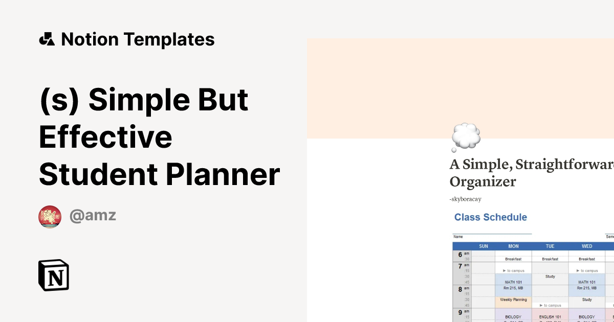 (s) Simple But Effective Student Planner Template by AmzngWrldz ...