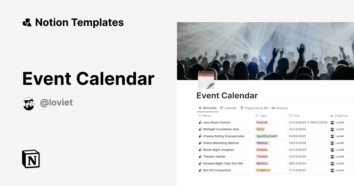 Event Calendar Template | Notion Marketplace