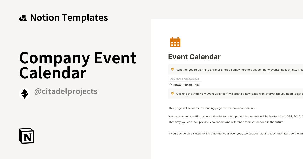Company Event Calendar Template | Notion Marketplace