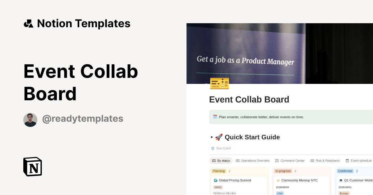 Event Collab Board Template by Ready Templates | Notion Marketplace