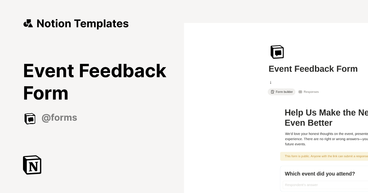 Event Feedback Form Template by Forms | Notion Marketplace