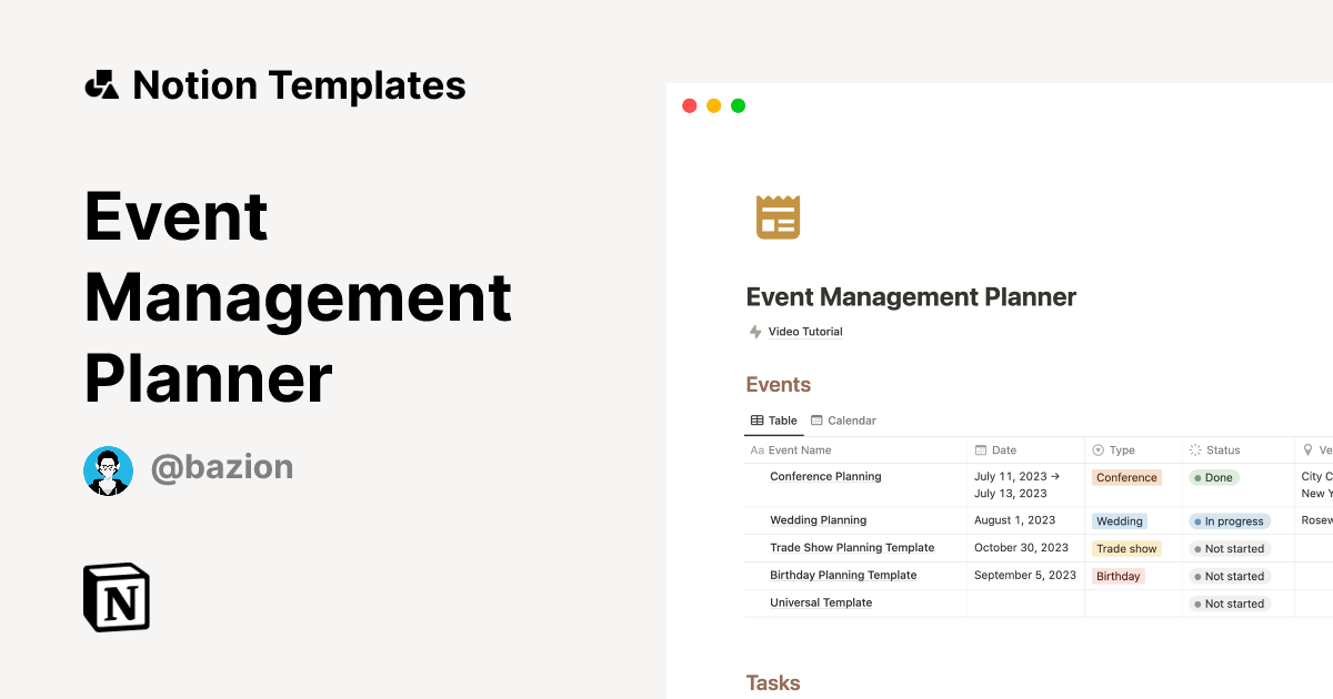 Event Management Planner Template | Notion Marketplace