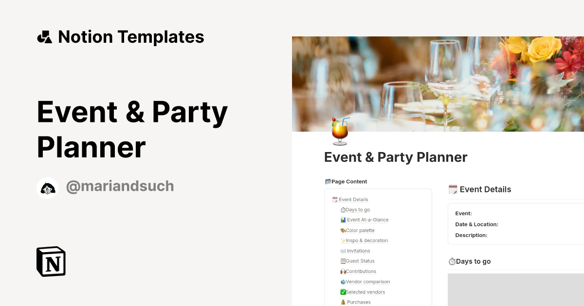Event & Party Planner Template | Notion Marketplace