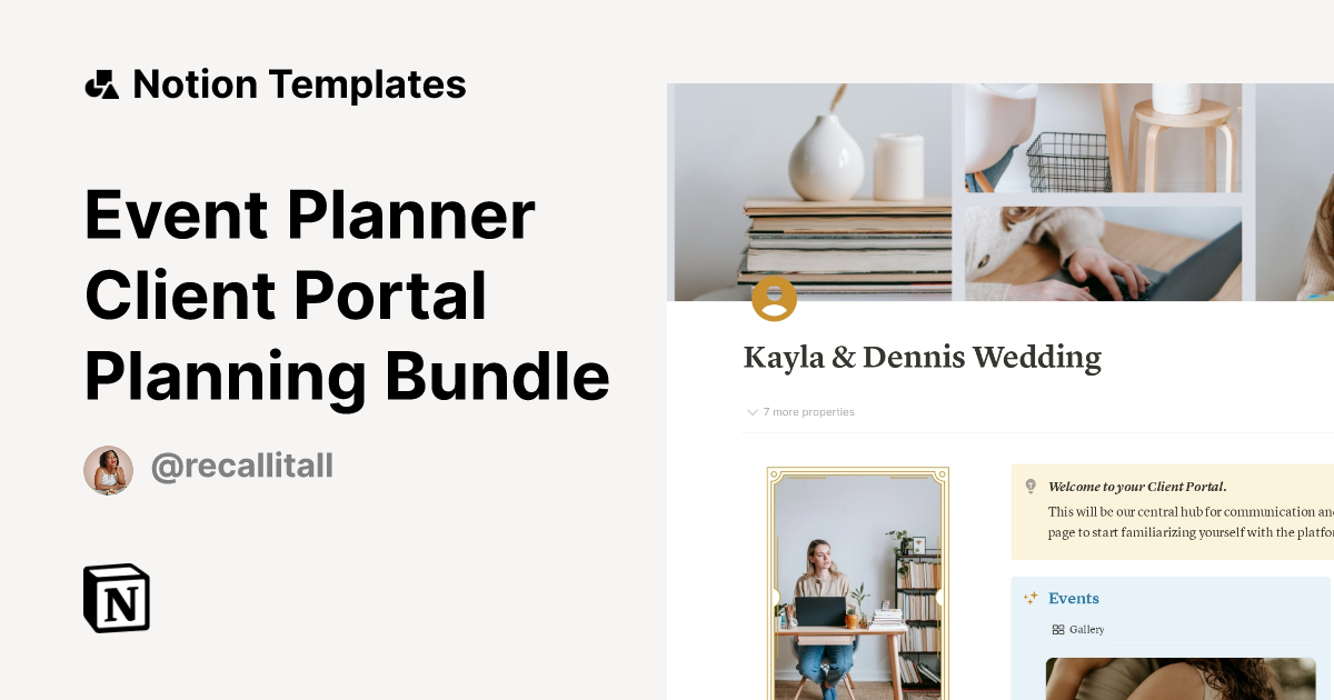 Event Planner Client Portal Planning Bundle Template | Notion Marketplace