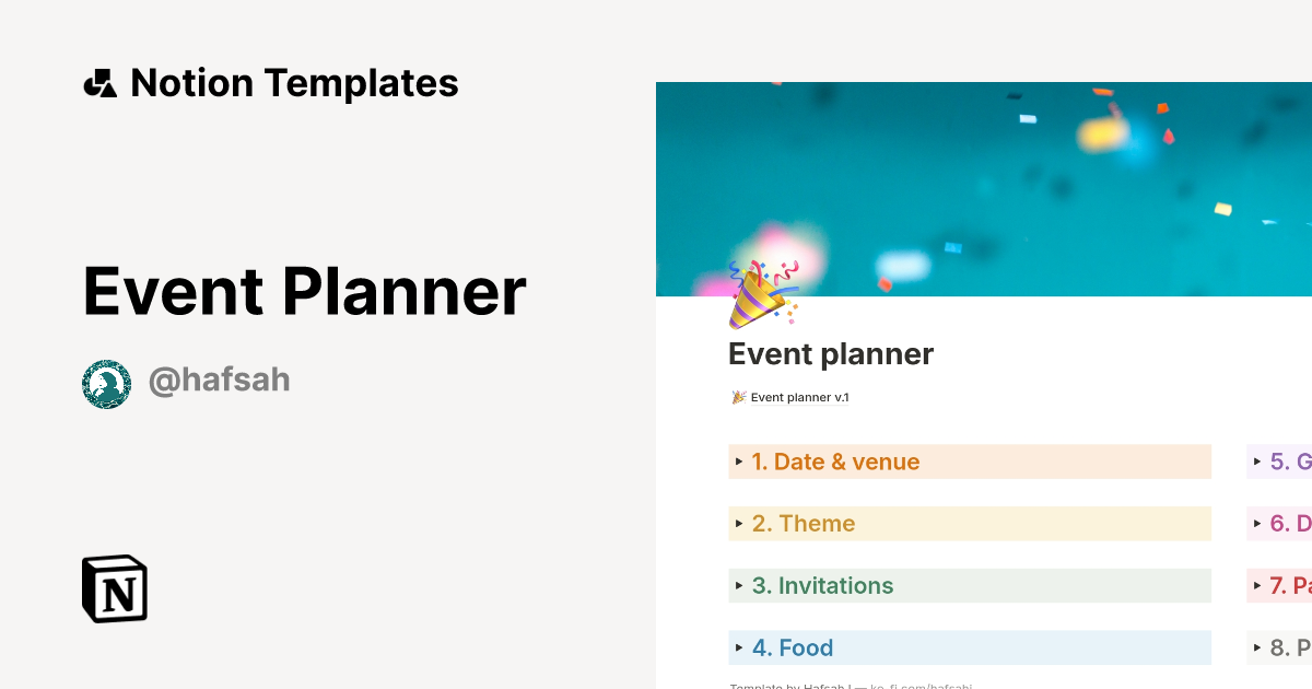 Event Planner Template by Hafsah I | Notion Marketplace