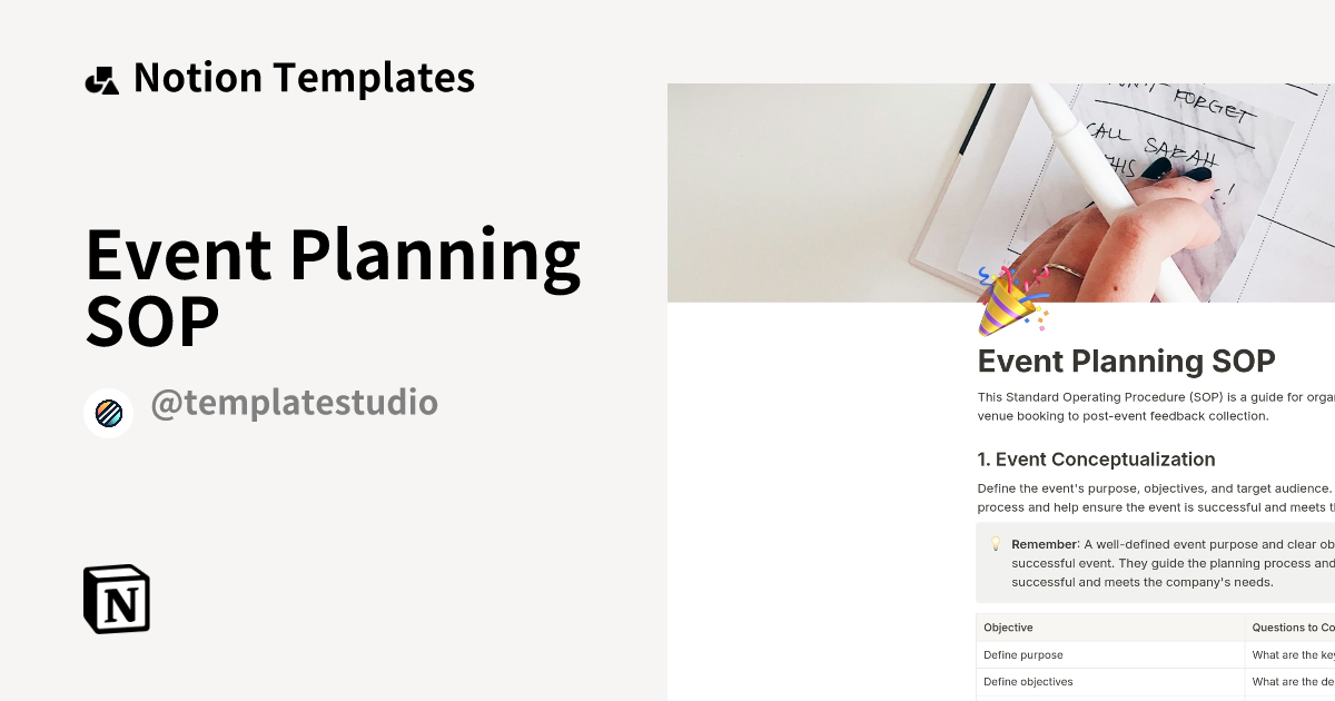 Event Planning SOP Template by Template Studio | Notion Marketplace