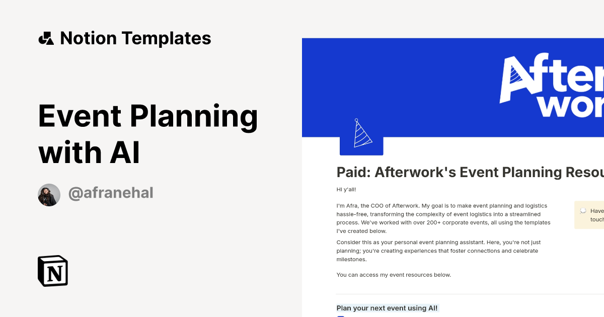 Event Planning with AI Template | Notion Marketplace