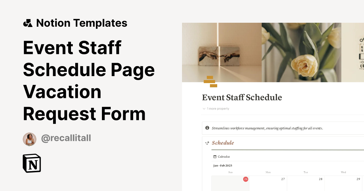 Event Staff Schedule Page Vacation Request Form Template | Notion ...