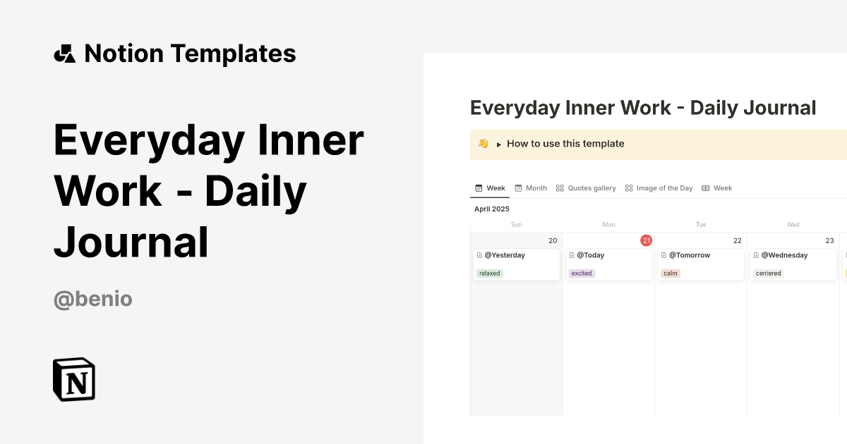 Everyday Inner Work - Daily Journal Template | Notion Marketplace