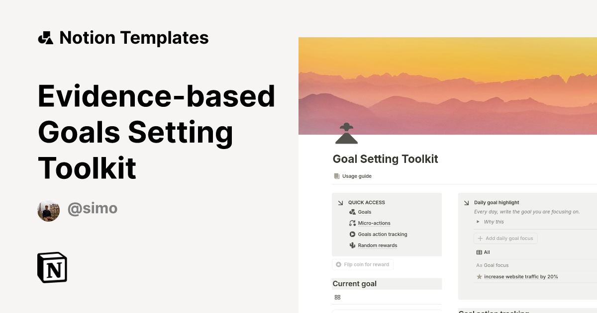 Evidence-based Goals Setting Toolkit Template | Notion Marketplace