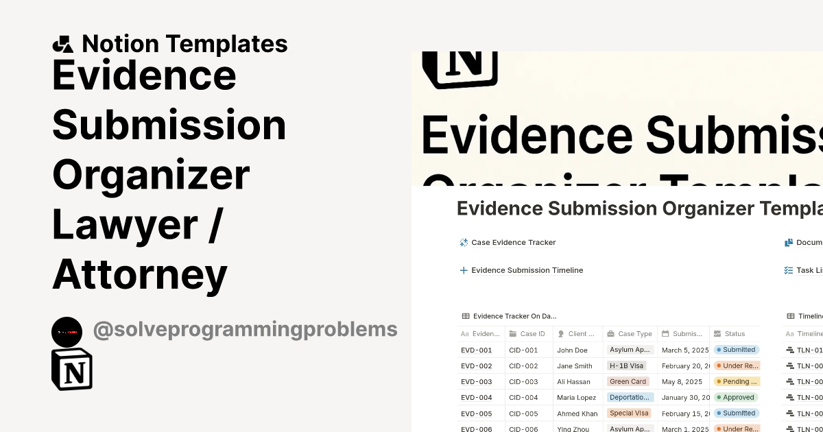 Evidence Submission Organizer Lawyer / Attorney Template by Hams AI ...