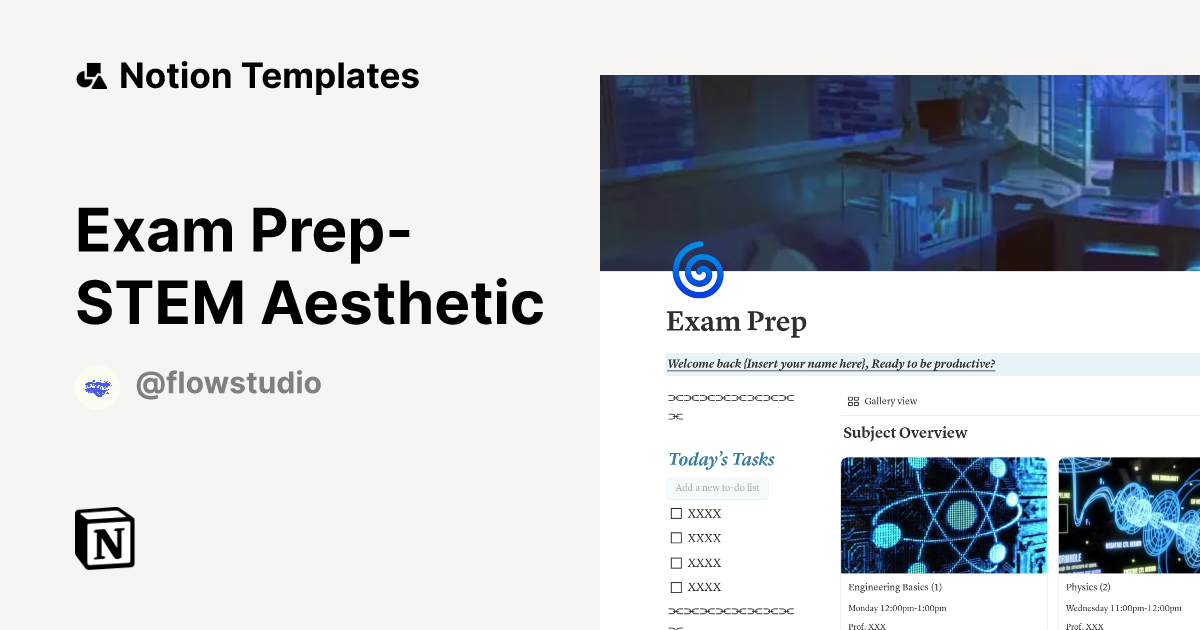 Exam Prep-STEM Aesthetic Template by flowstudio | Notion Marketplace