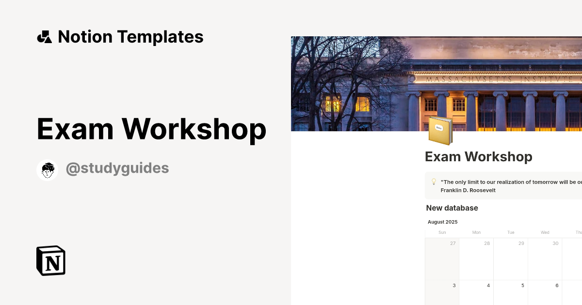 Exam Workshop Template | Notion Marketplace