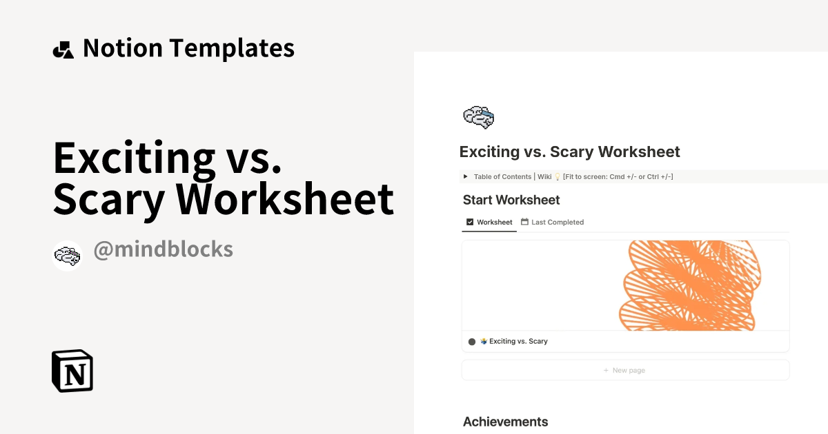 Exciting vs. Scary Worksheet Template | Notion Marketplace