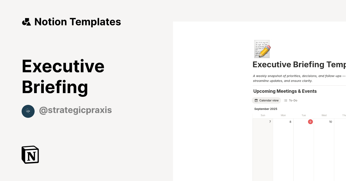 Executive Briefing Template by Strategic Praxis Advisory | Notion ...