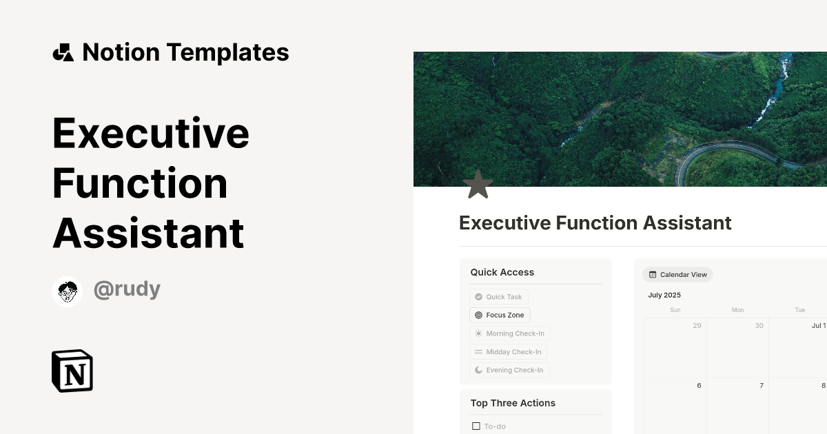 Executive Function Assistant Template | Notion Marketplace