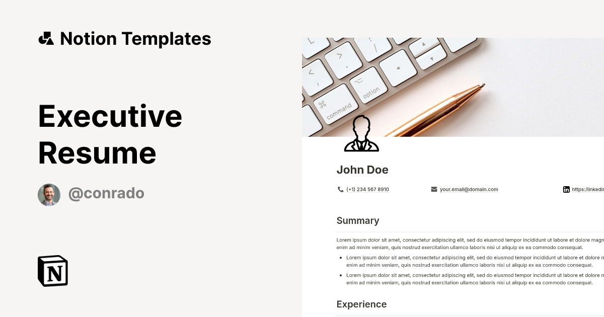 Executive Resume Template | Notion Marketplace