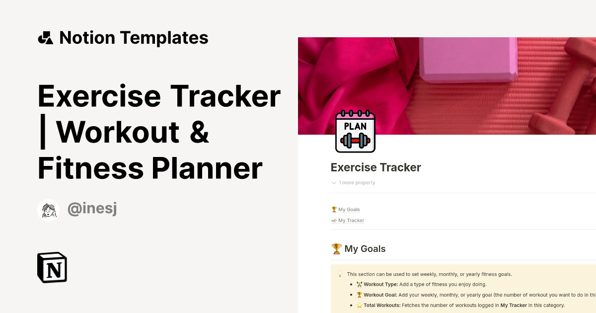 Exercise Tracker | Workout & Fitness Planner Template by Ines J ...
