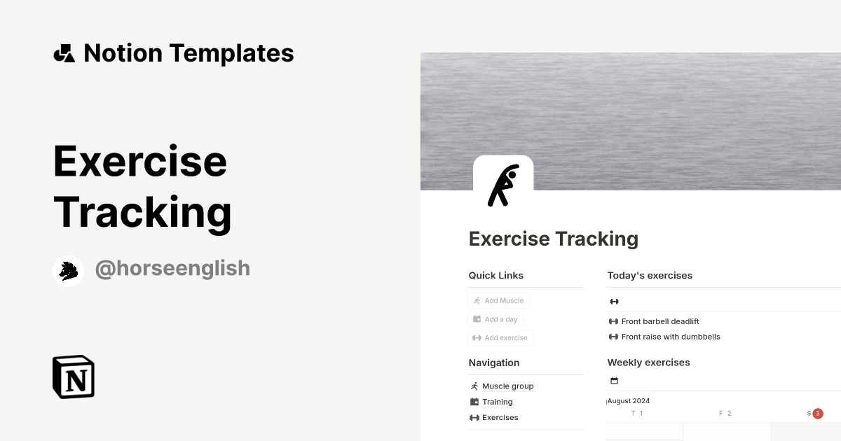 Exercise Tracking Template | Notion Marketplace