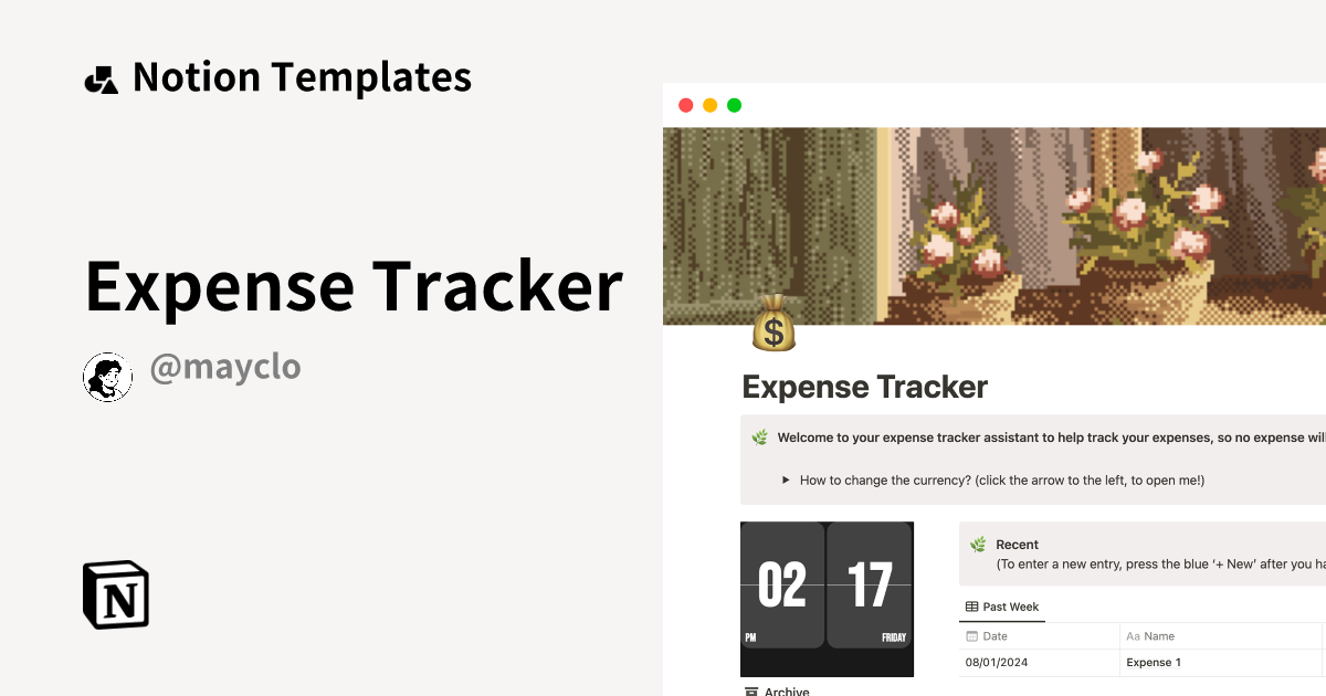 Expense Tracker Template by Mayclo | Notion Marketplace