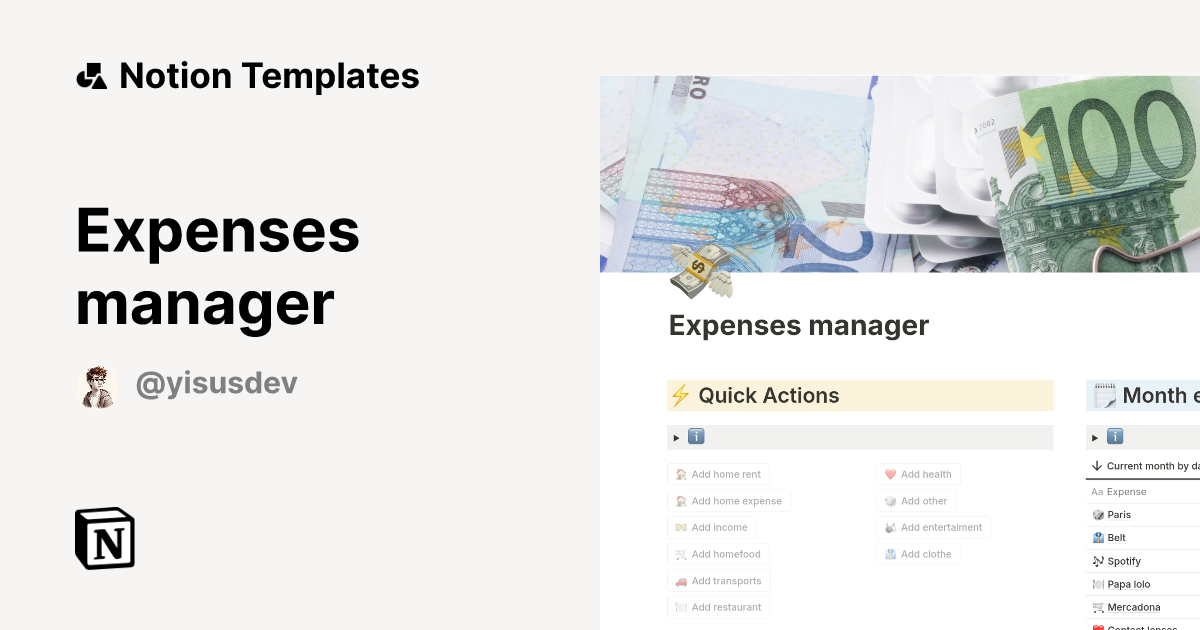Expenses manager Template by yisusdev | Notion Marketplace