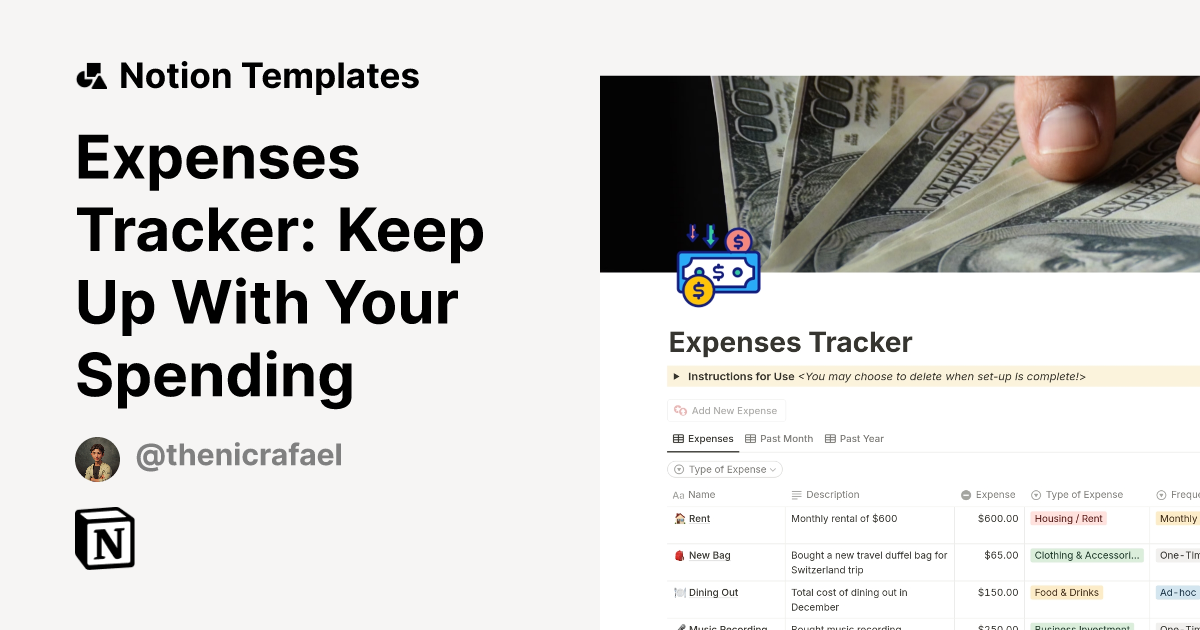 Expenses Tracker: Keep Up With Your Spending Template | Notion Marketplace