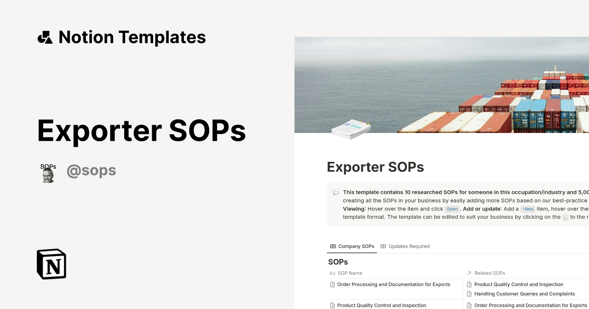 Exporter SOPs Template | Notion Marketplace