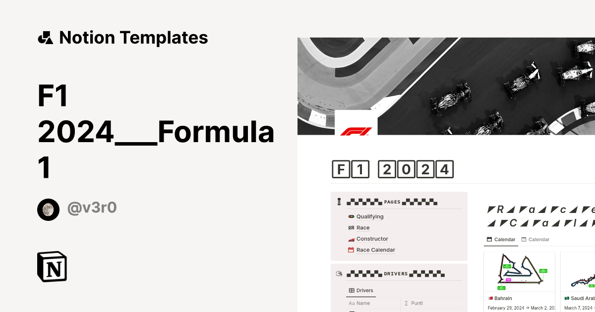 F1 2024___Formula 1 Template | Notion Marketplace