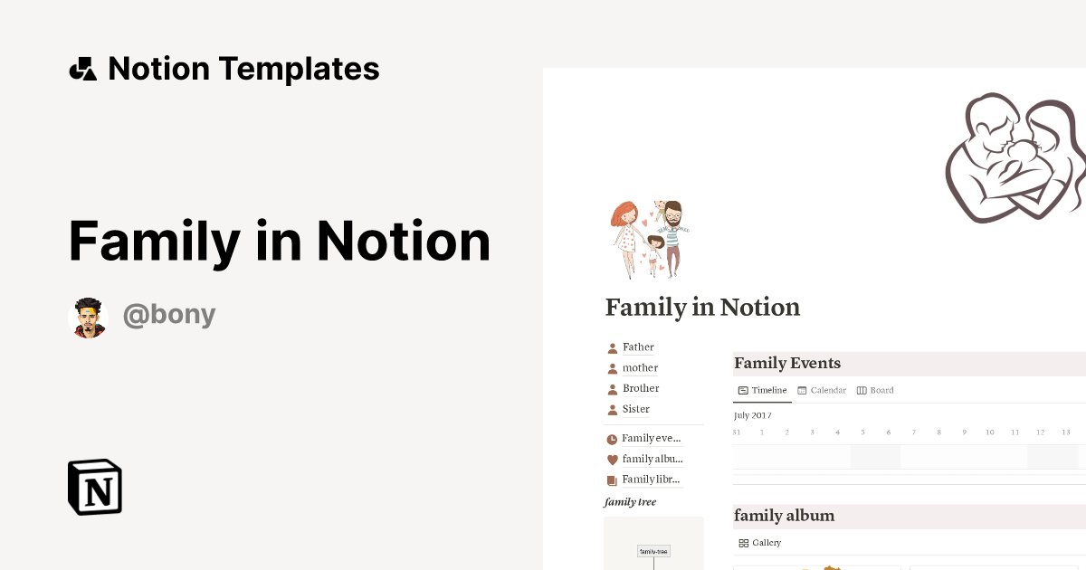Family in Notion Template by Bony | Notion Marketplace