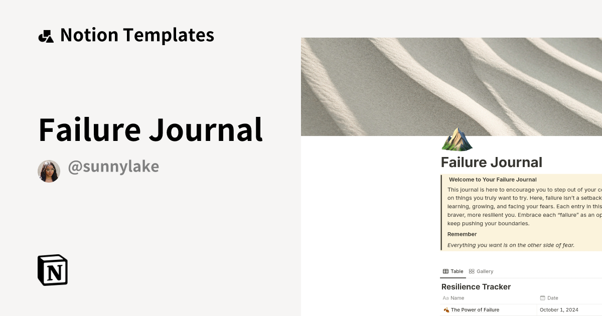Failure Journal Template | Notion Marketplace