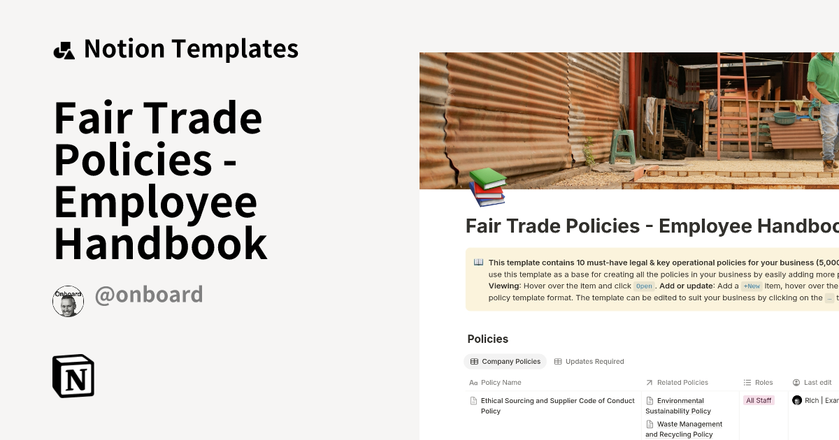 Fair Trade Policies - Employee Handbook Template by Policy | Notion ...