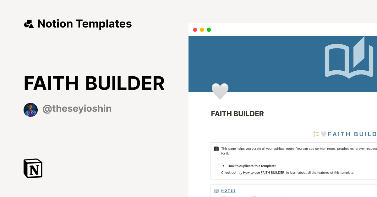 FAITH BUILDER Template by Sheyi Oshin | Notion Marketplace