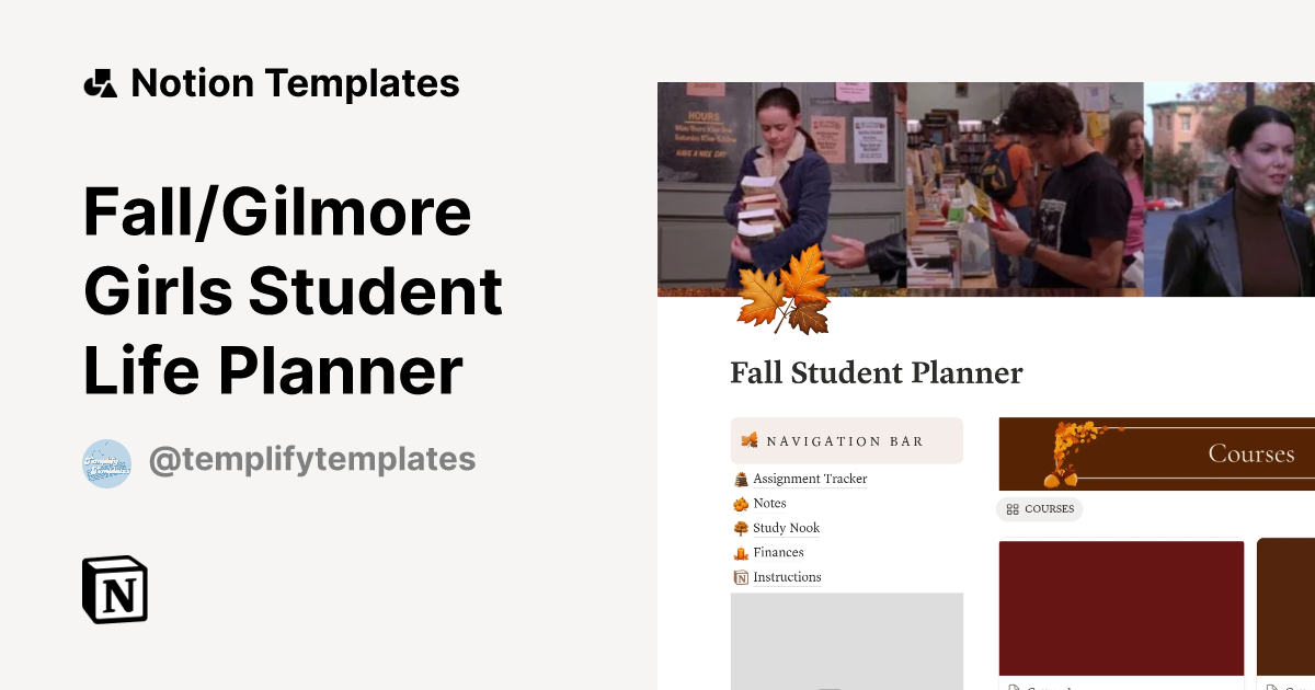 Fall/Gilmore Girls Student Life Planner Template by TemplifyTemplates ...