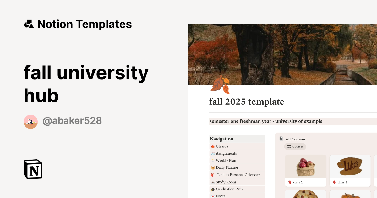 fall university hub Template | Notion Marketplace