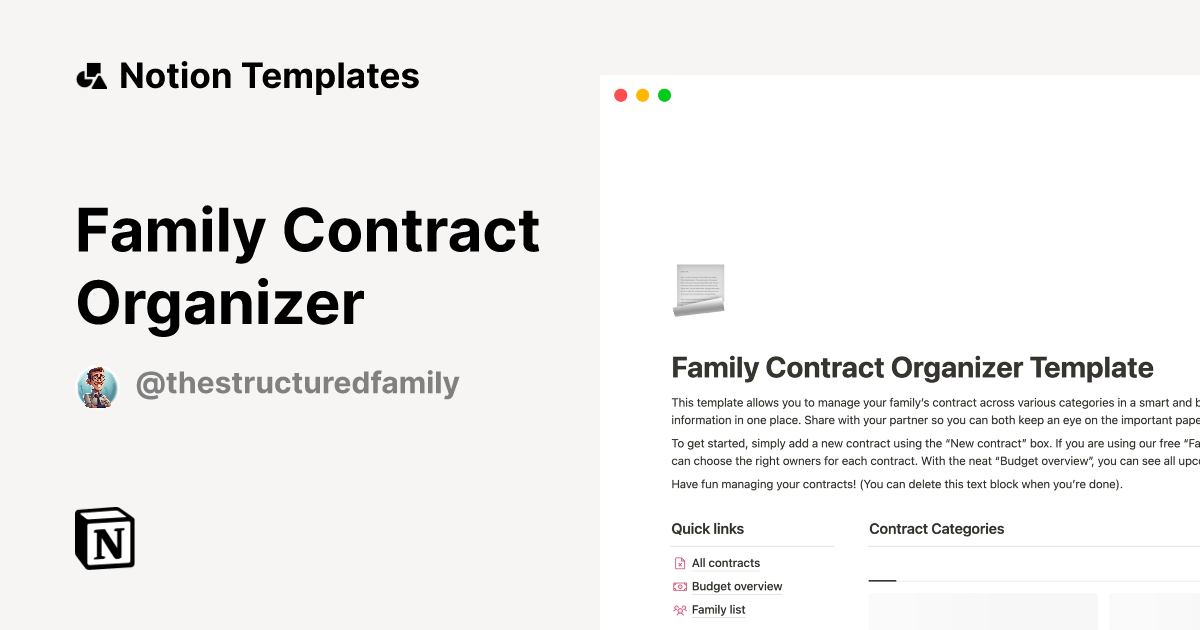 Family Contract Organizer Template | Notion Marketplace