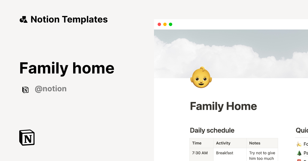 Family home Template by Notion | Notion Marketplace