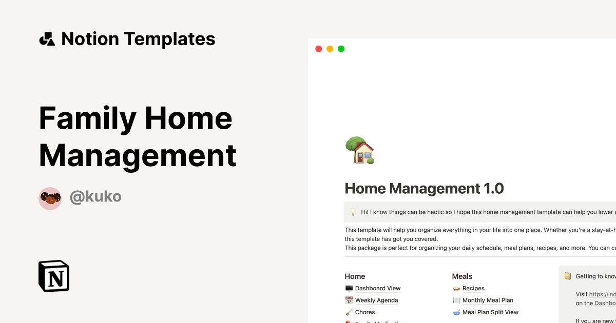 Family Home Management Template by KuKo Designs | Notion Marketplace