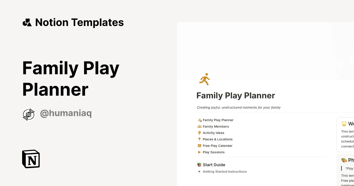 Family Play Planner Template | Notion Marketplace