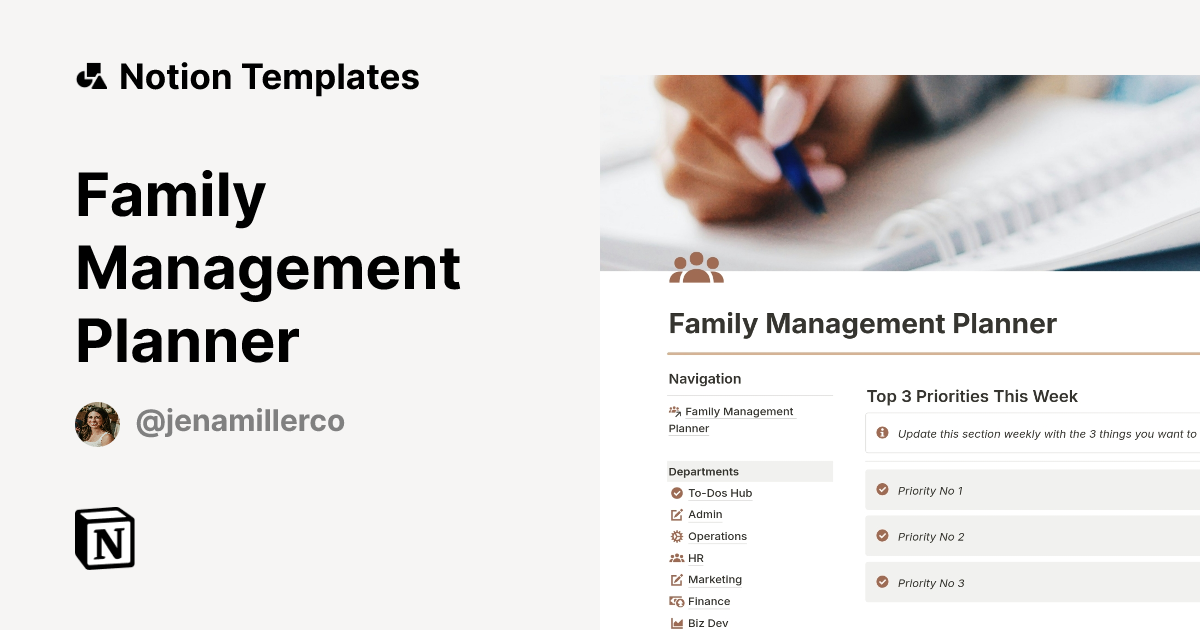 Family Management Planner Template | Notion Marketplace