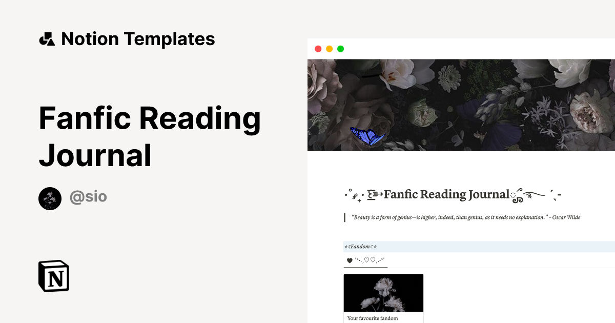 Fanfic Reading Journal Template by Sio | Notion Marketplace