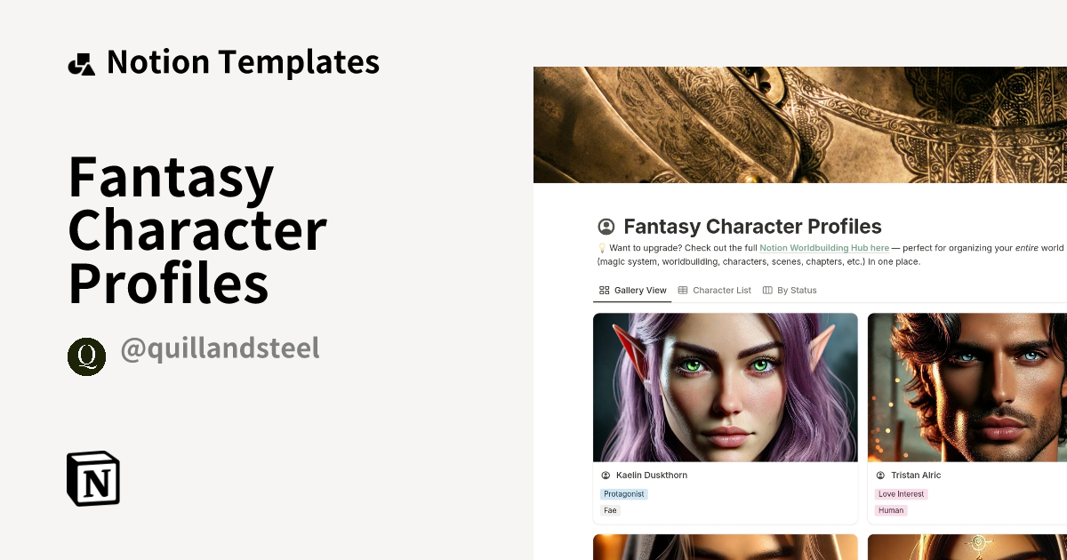 Fantasy Character Profiles Template | Notion Marketplace