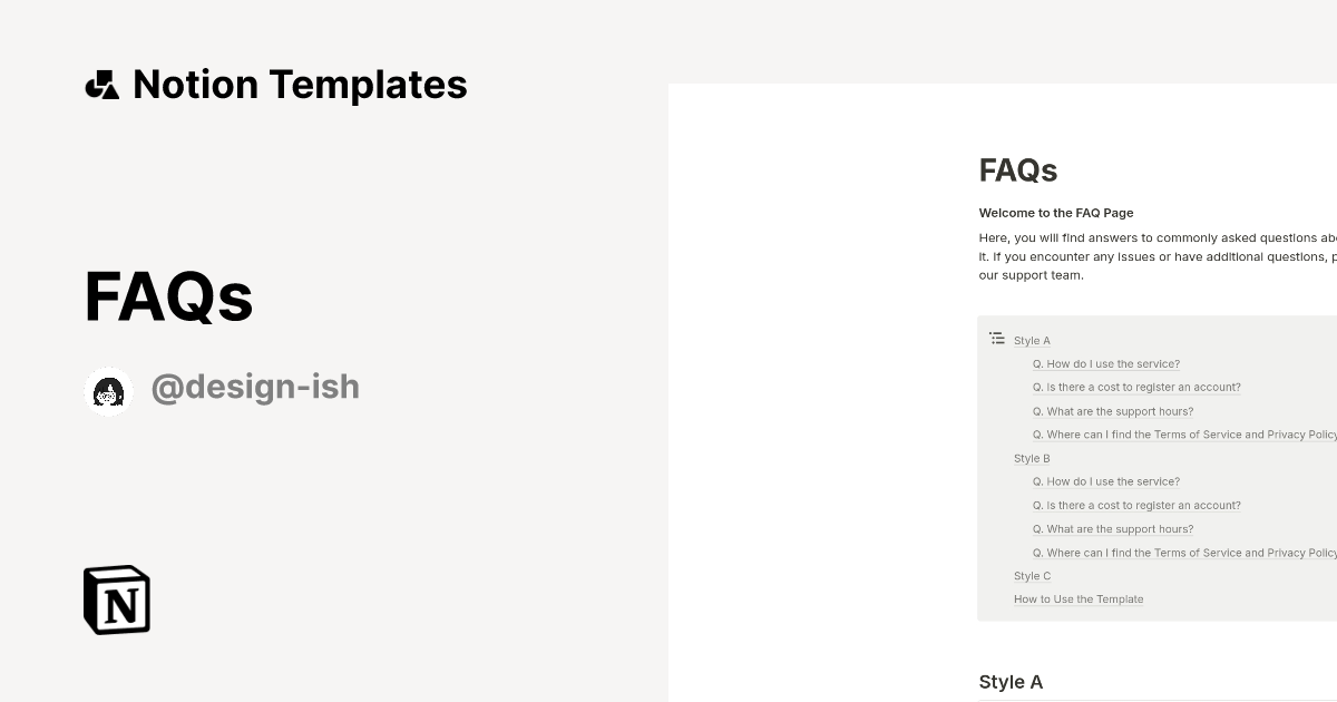 FAQs Template | Notion Marketplace