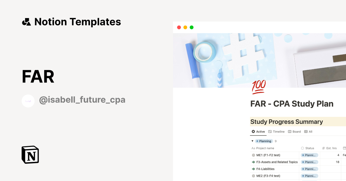 FAR Template by I will pass the CPA exam | Notion Marketplace