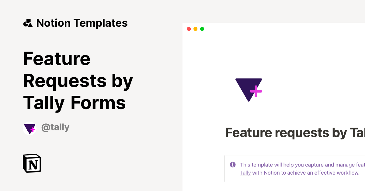 Feature Requests by Tally Forms Template | Notion Marketplace