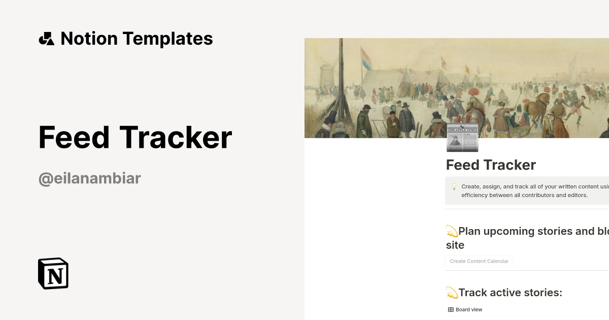 Feed Tracker Template By Eila Nambiar Notion Marketplace