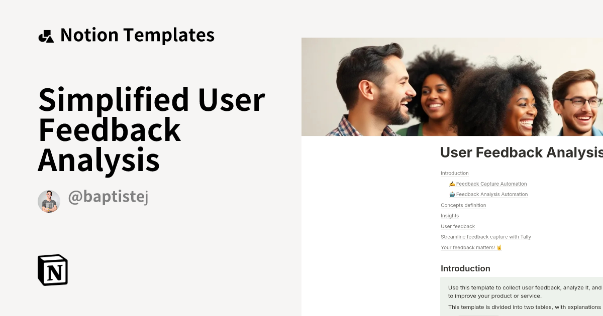 Simplified User Feedback Analysis Template by Baptiste Jacquemet ...