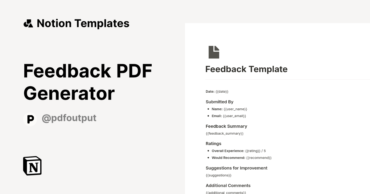 Feedback PDF Generator Template | Notion Marketplace