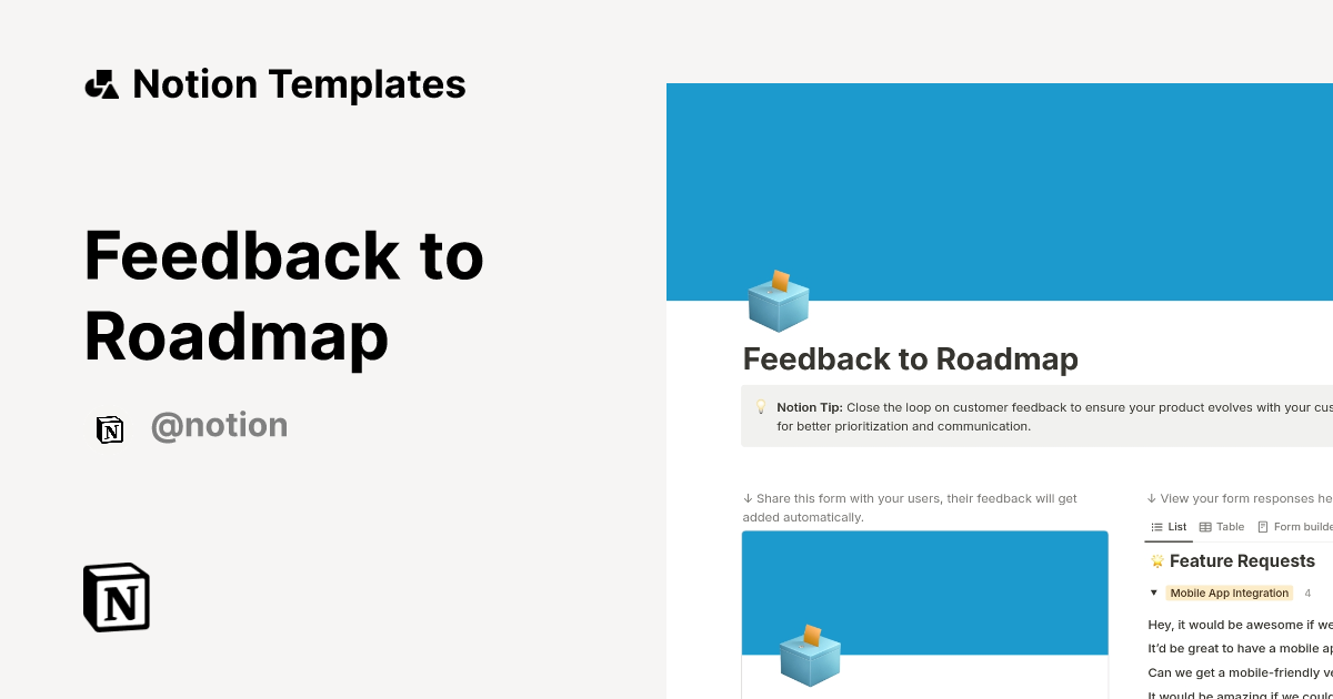 Feedback to Roadmap 2025 Template | Notion Marketplace