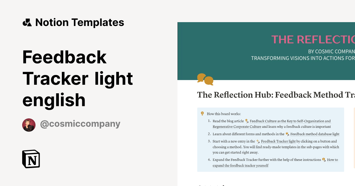 Feedback Tracker light english Template by Anja Bauer | Notion Marketplace
